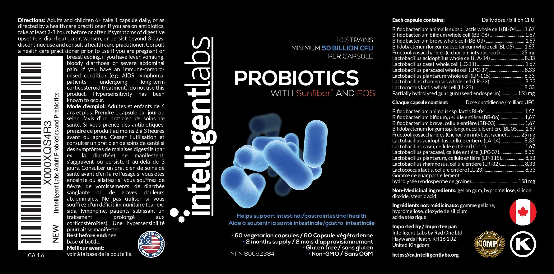 50 Billion CFU 10 Strain Probiotics - Intelligent Labs