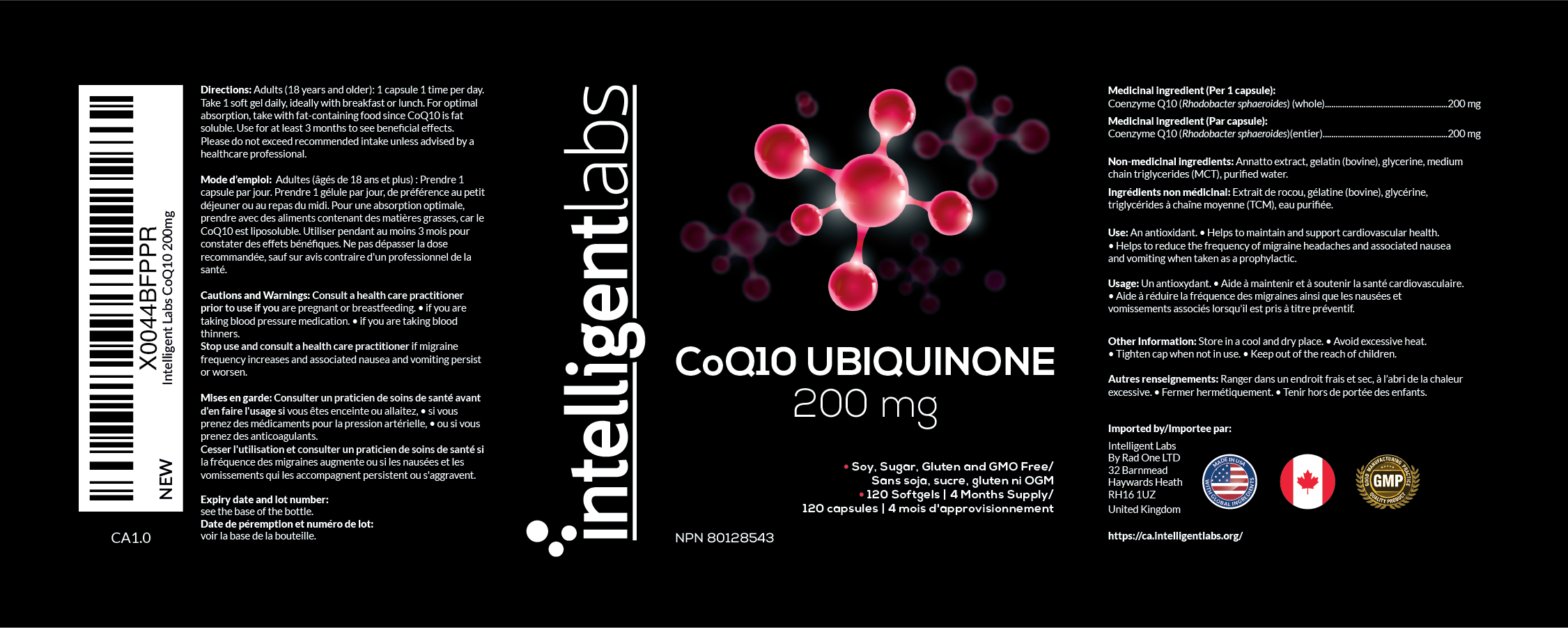 CoQ10 Ubiquinone 200mg - Intelligent Labs CA